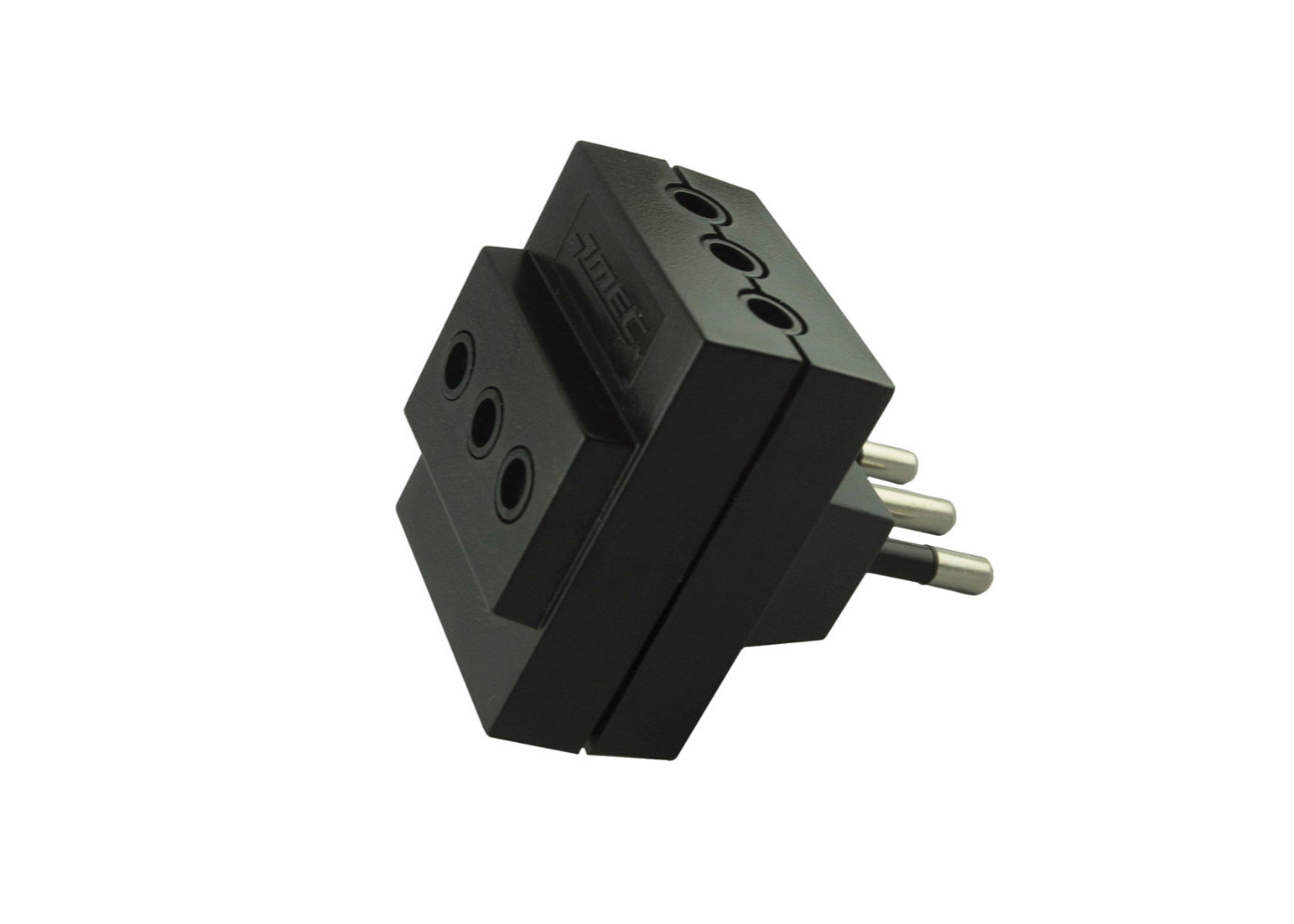 Enchufe macho triple 2p t 10a negro mec